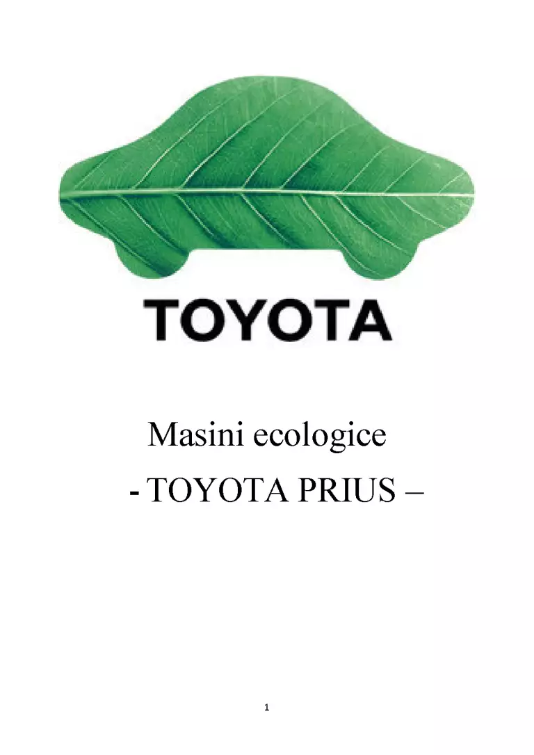 Mașini ecologice - Toyota Prius - Referat - Comerț #271594 | RegieLive