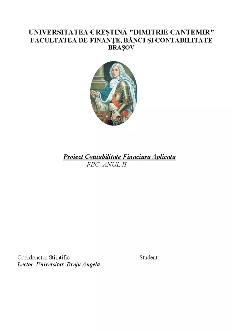Contabilitate financiară aplicată - Proiect - Contabilitate #275408 ...