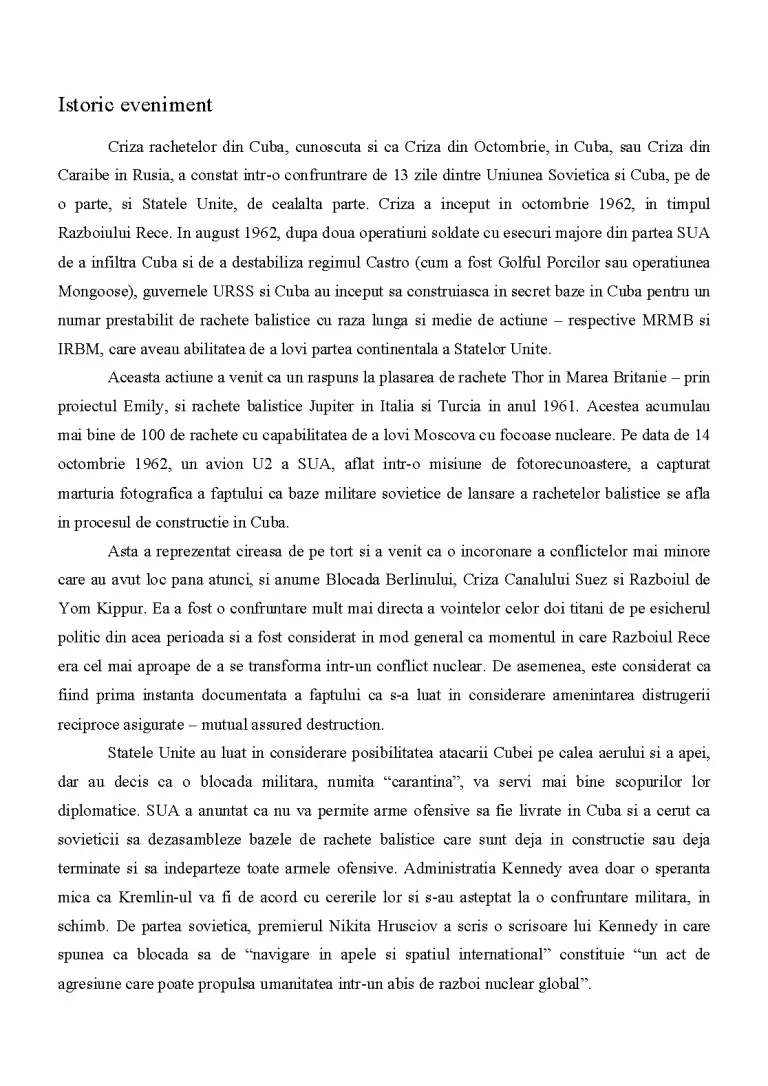 Criza rachetelor din Cuba în media internațională - Referat - Mass ...
