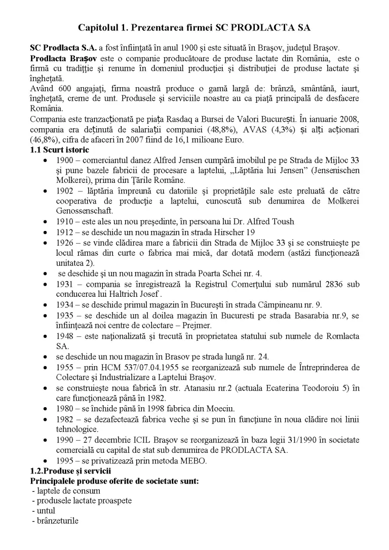 SC Prodlacta SRL - Referat - Marketing #282738 | RegieLive