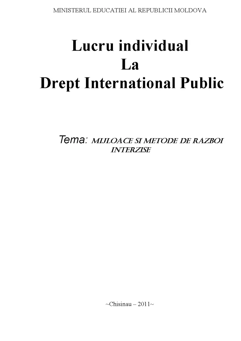 Mijloace și metode de război interzise - Referat - Drept #286596 ...