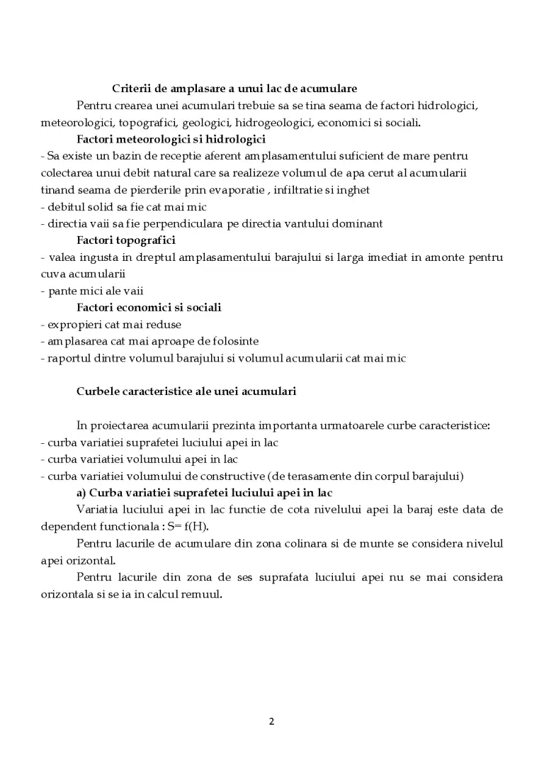 Dimensionarea unui Lac de Acumulare - Referat - Geografie #286716 ...