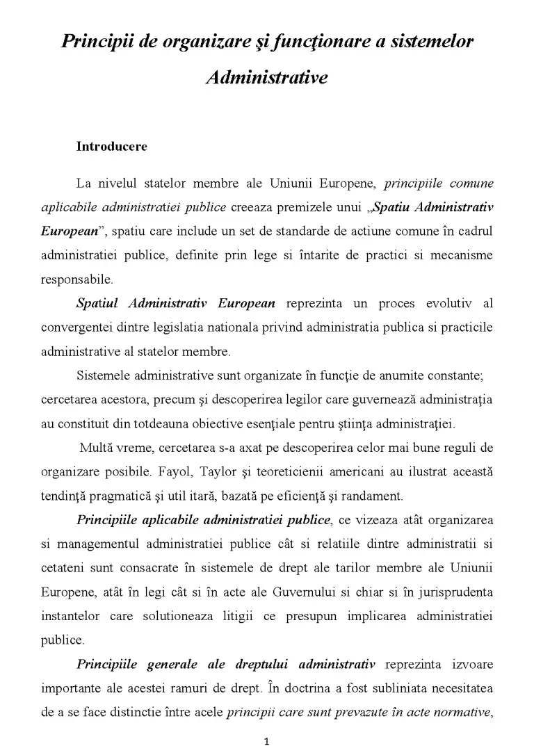Principii de Organizare și Funcționare a Sistemelor - Proiect - Drept ...