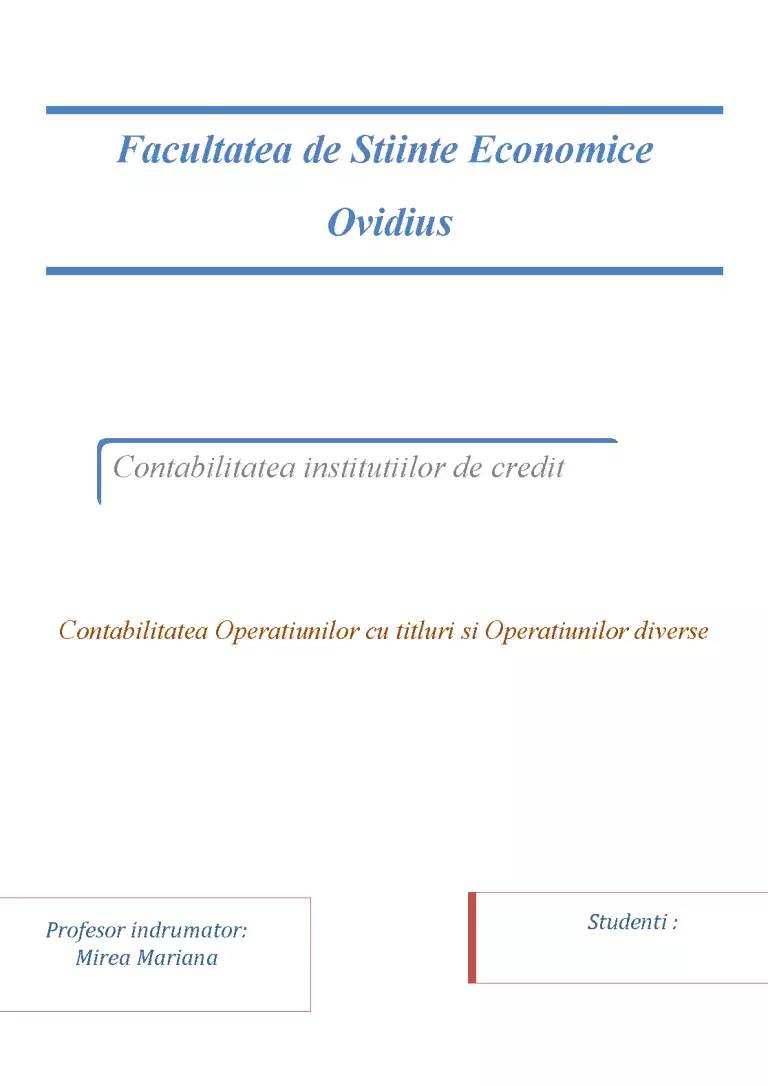 Contabilitatea operațiunilor cu titluri și operațiuni diverse - Proiect ...