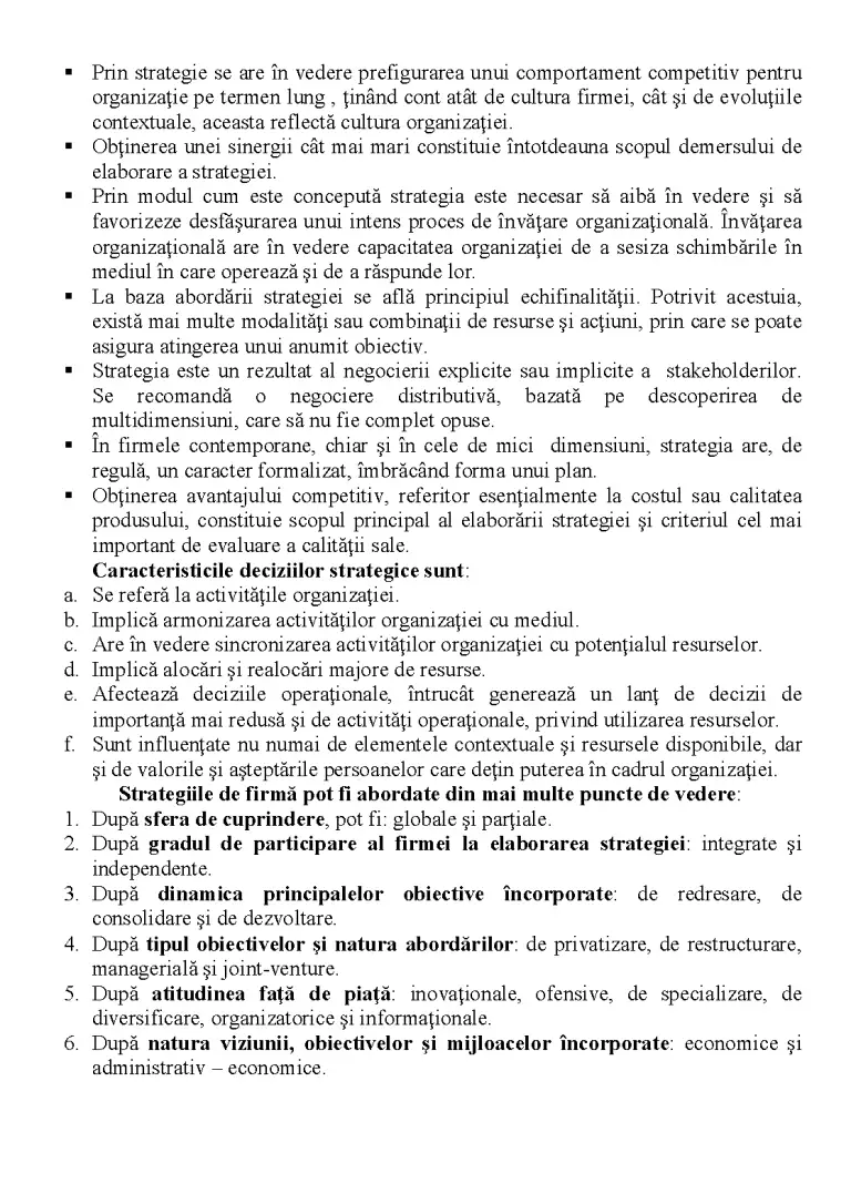 Strategia unei Firme - Concept, Componente, Factori de Influenta, Etape ...