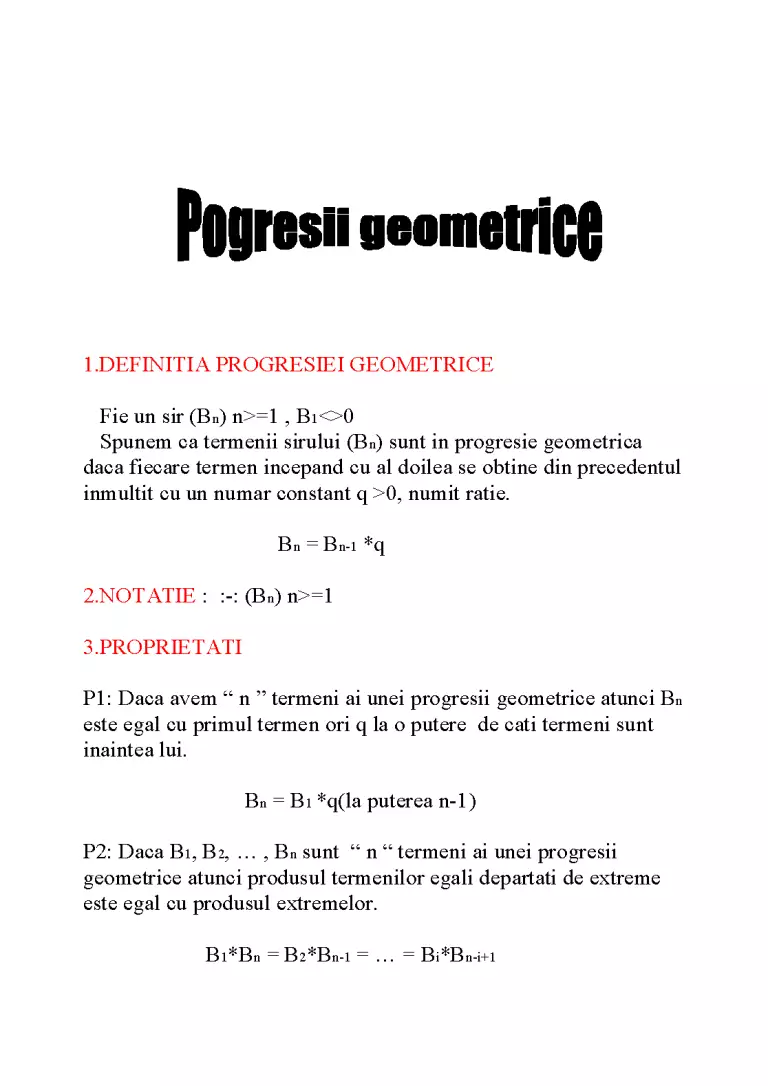 Progresii Aritmetice și Geometrice - Referat - Matematică #3055 | RegieLive