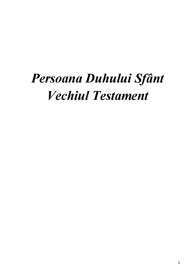 Persoana Duhului Sfânt în Vechiul Testament - Referat - Religie #306194 ...
