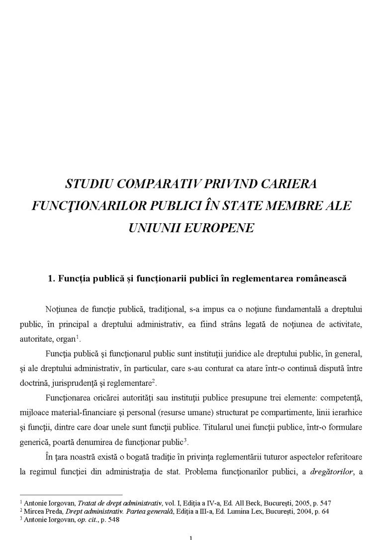 Studiu Comparativ privind Cariera Funcționarilor Publici în State ...