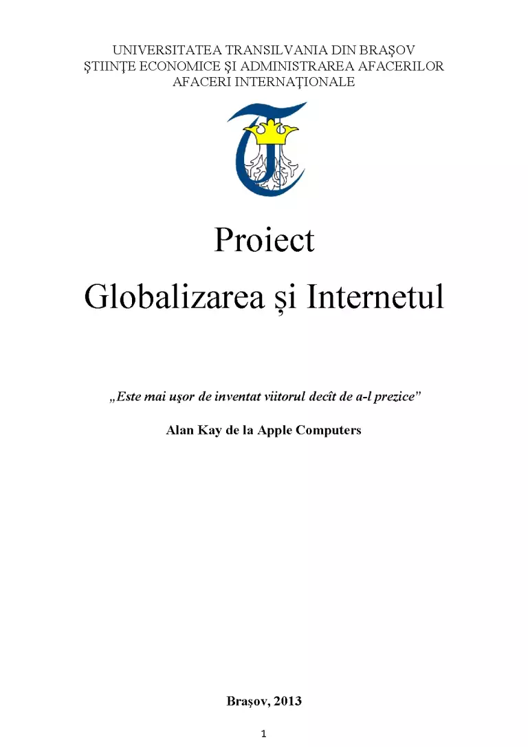 Globalizarea și Internetul - Proiect - Economie #306859 | RegieLive