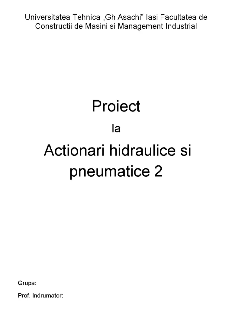 Proiectarea unei instalații hidraulice cu trei motoare hidraulice ...