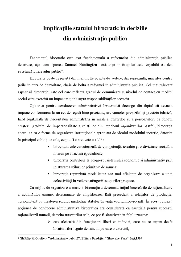 Implicațiile Statului Birocratic în Deciziile din Administrația Publică ...