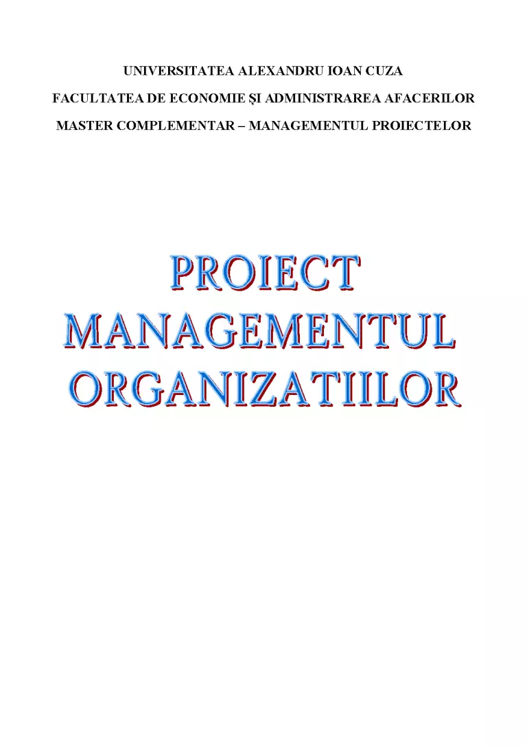 Managementul organizațiilor - Proiect - Management #311293 | RegieLive