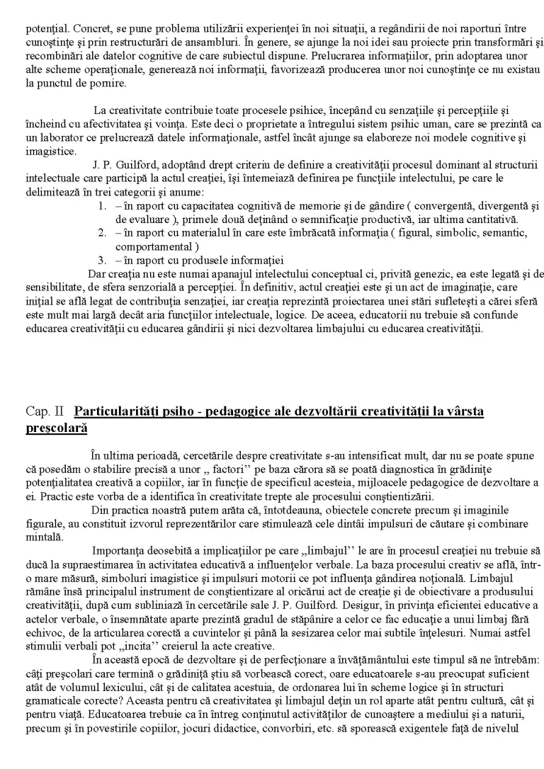 Dezvoltarea Abilității Creatoare a Preșcolarilor prin Modificarea ...
