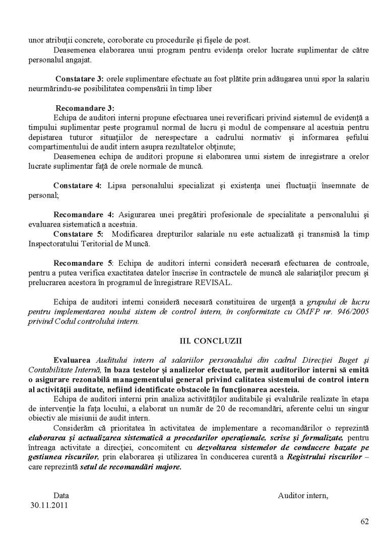 Misiune de Audit Intern - Auditul Intern al Salariilor - Proiect ...