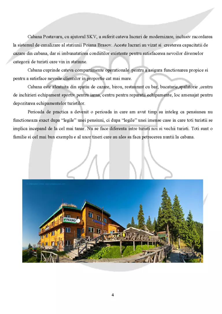 Caiet de practică - Cabana Postăvaru - Proiect - Turism #316264 | RegieLive