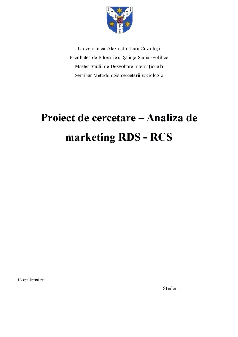 Proiect de Cercetare - Analiza Marketing RDS - RCS - Referat ...