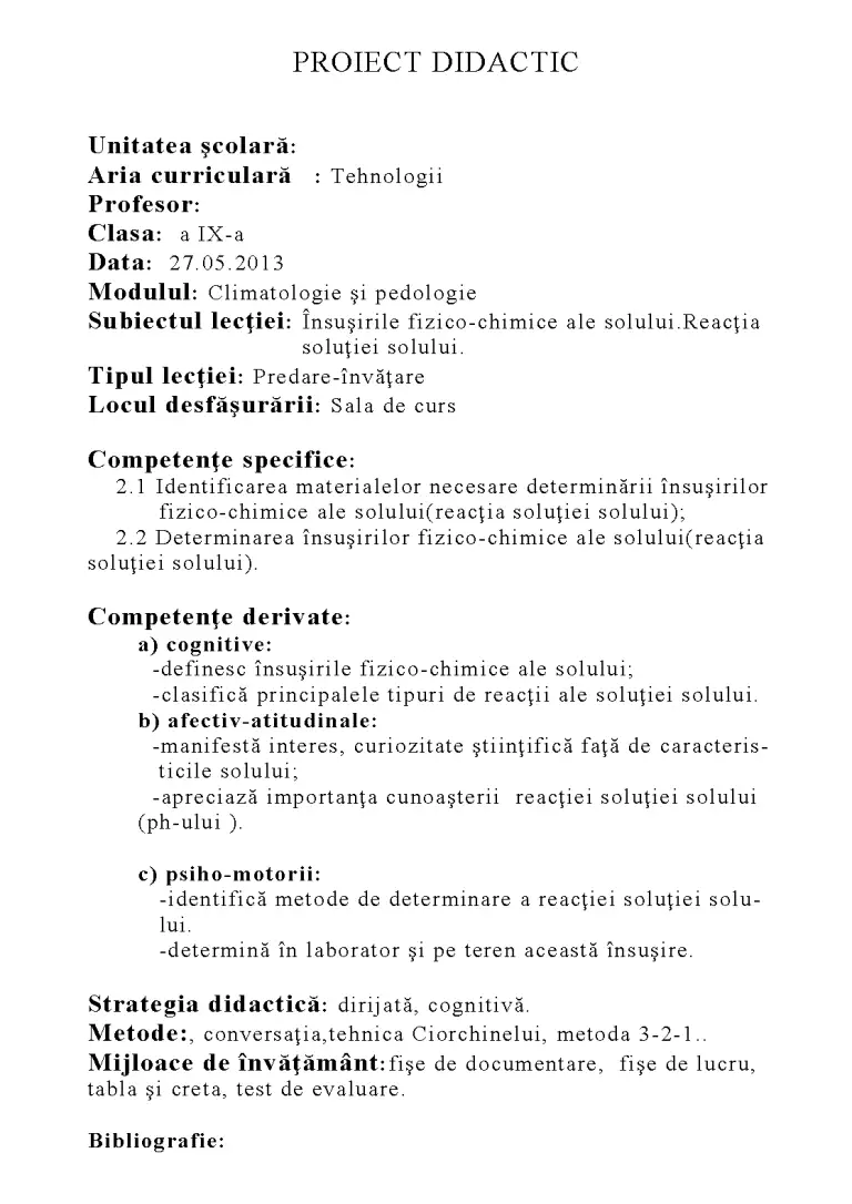 Însușirile fizico-chimice ale solului. Reacția soluției solului ...