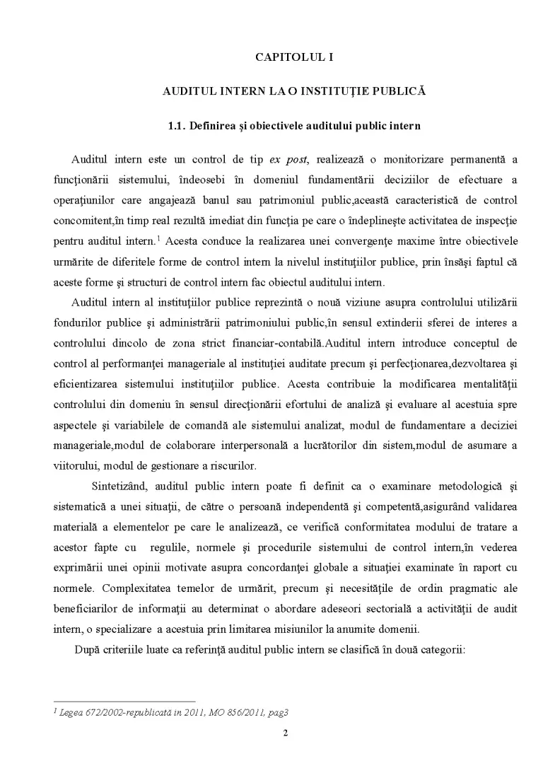 Auditul intern în instituția publică - Proiect - Contabilitate #324553 ...