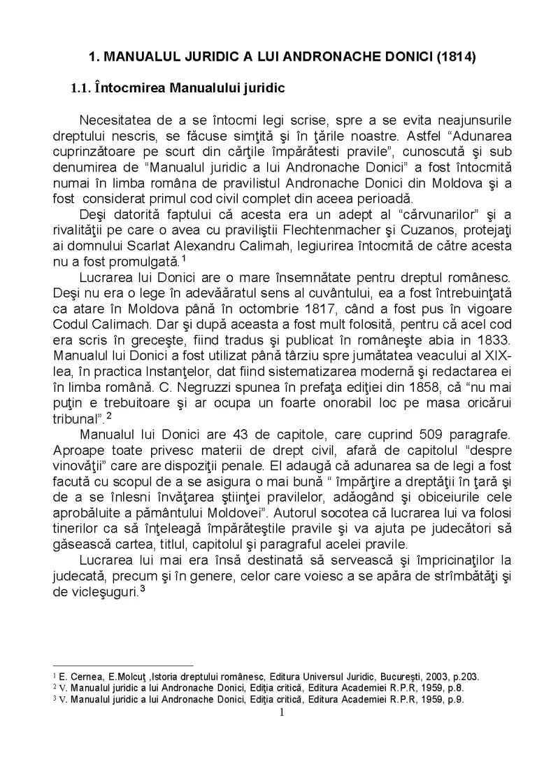 Istoria dreptului românesc - legiuiri scrise anterior codului civil în ...