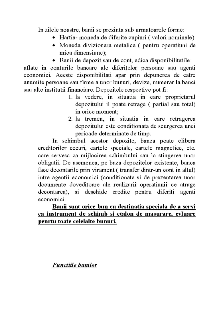 Originea, evoluția și funcțiile banilor - Referat - Economie #32620 ...