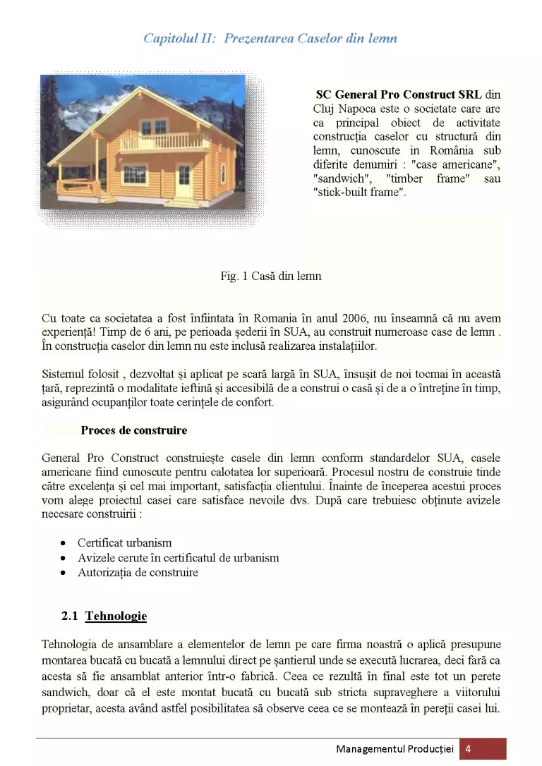 Managementul producției SC General Pro Construct SRL - Proiect ...