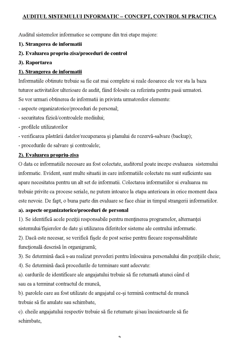 Auditarea sistemelor informatice - Proiect - Contabilitate #32673 ...