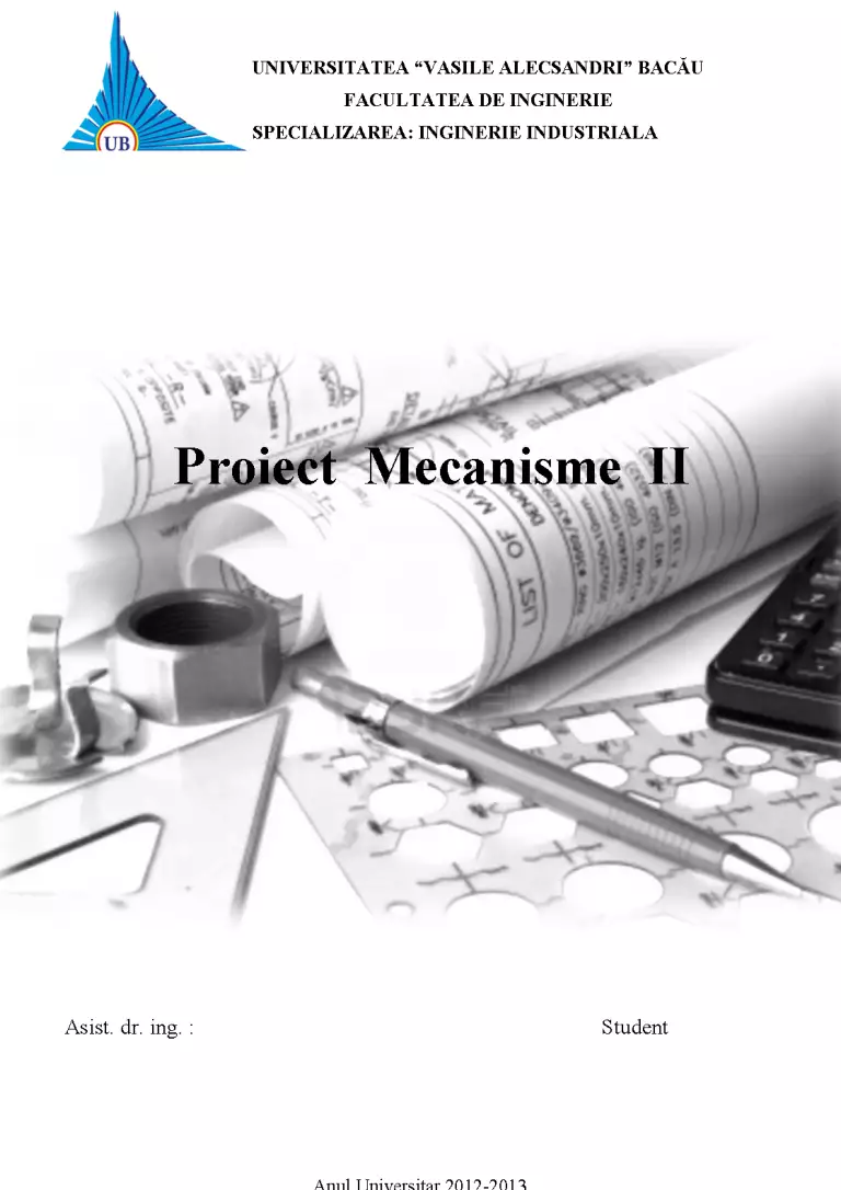 Mecanisme și organe de mașini - Proiect - Mecanică #327485 | RegieLive