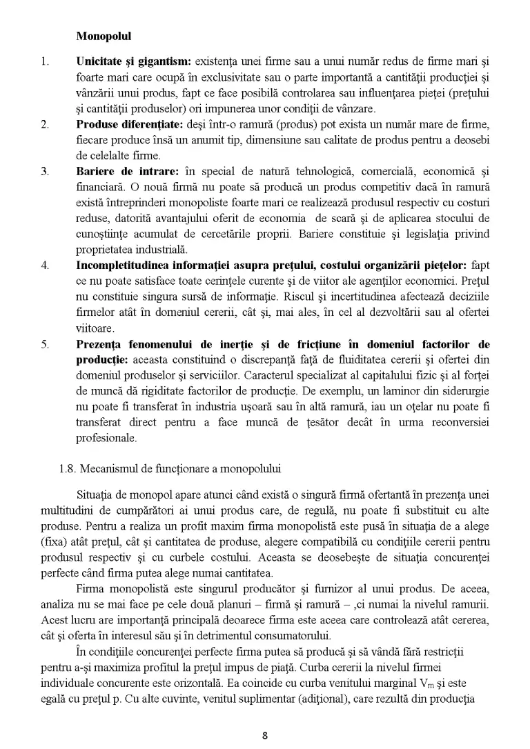 Monopolul și Formarea Prețului de Monopol - Proiect - Economie #328453 ...