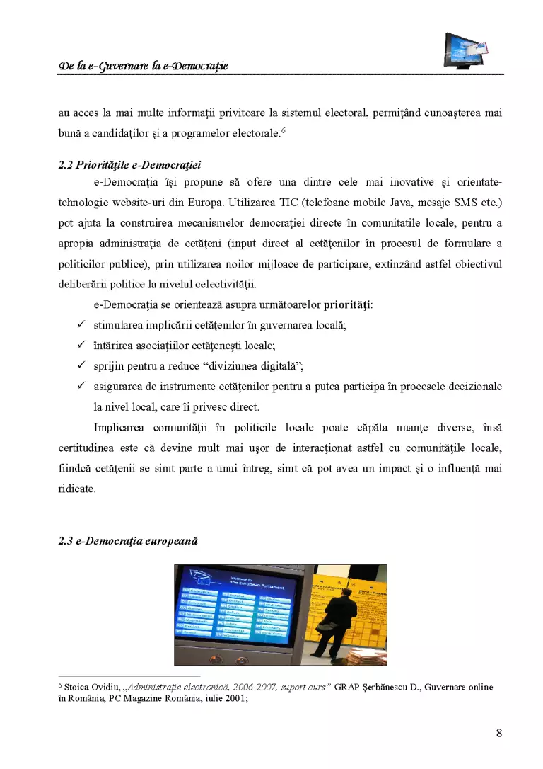 De la e-Guvernare la e-Democrație - Proiect - Știința Administrației ...
