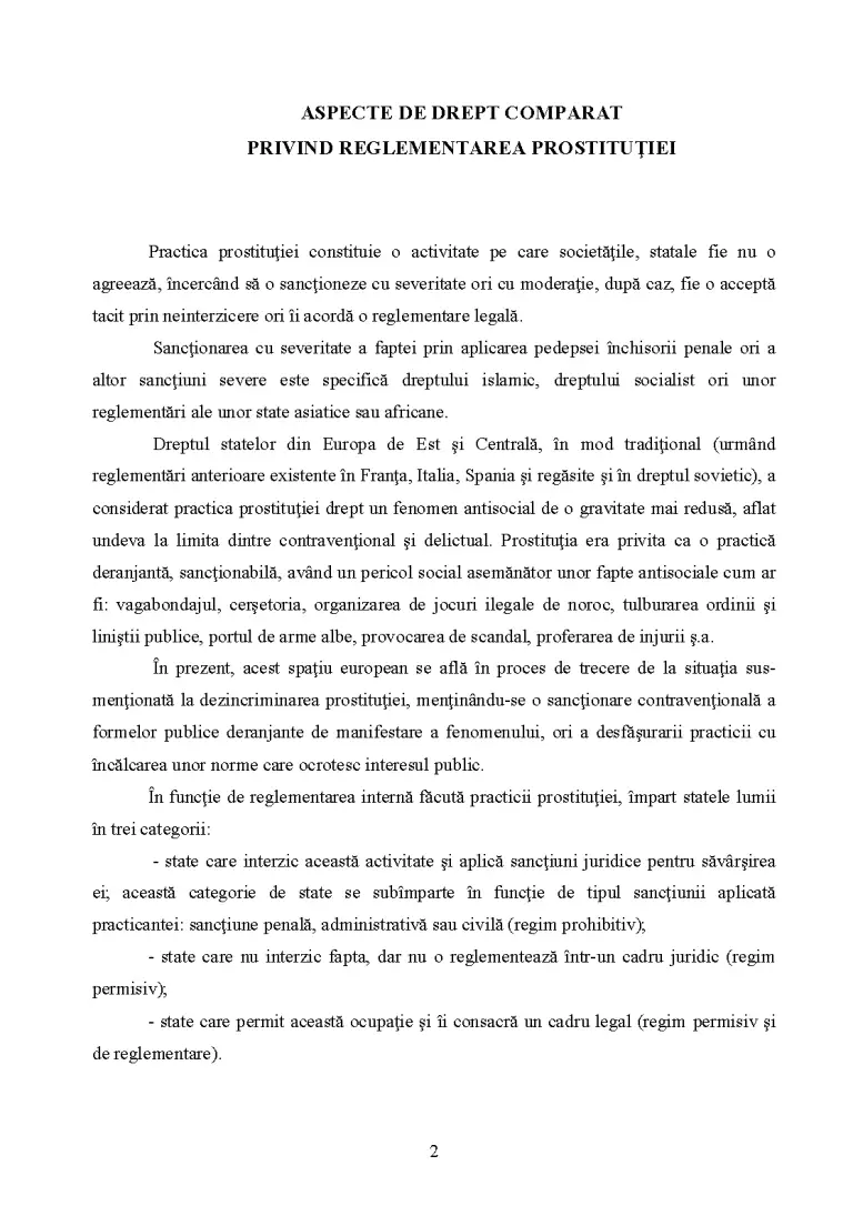 Prostituția - elemente de drept comparat - Referat - Drept #333097 ...