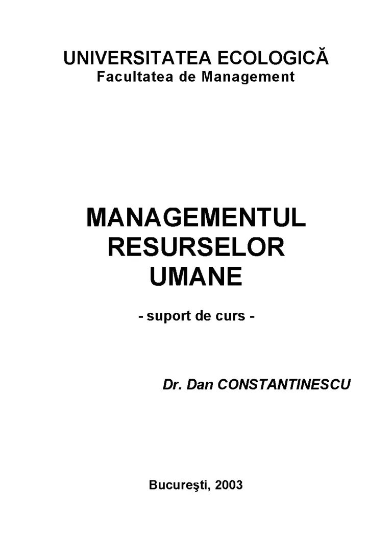 Managementul Resurselor Umane - Curs - Management #3338 | RegieLive