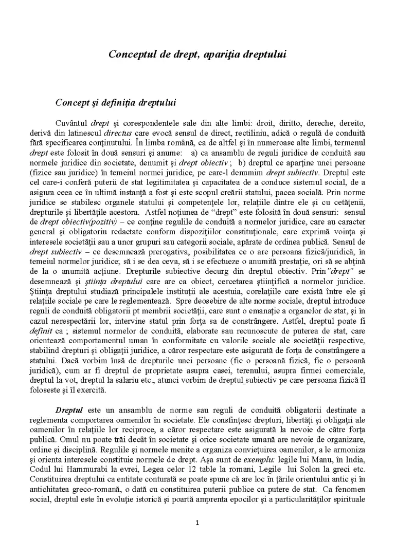 Conceptul de drept - apariția dreptului - Referat - Drept #336875 ...