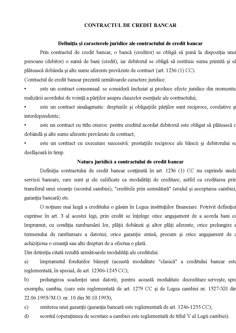 Contract de Credit Bancar - Referat - Drept Civil #337016 | RegieLive