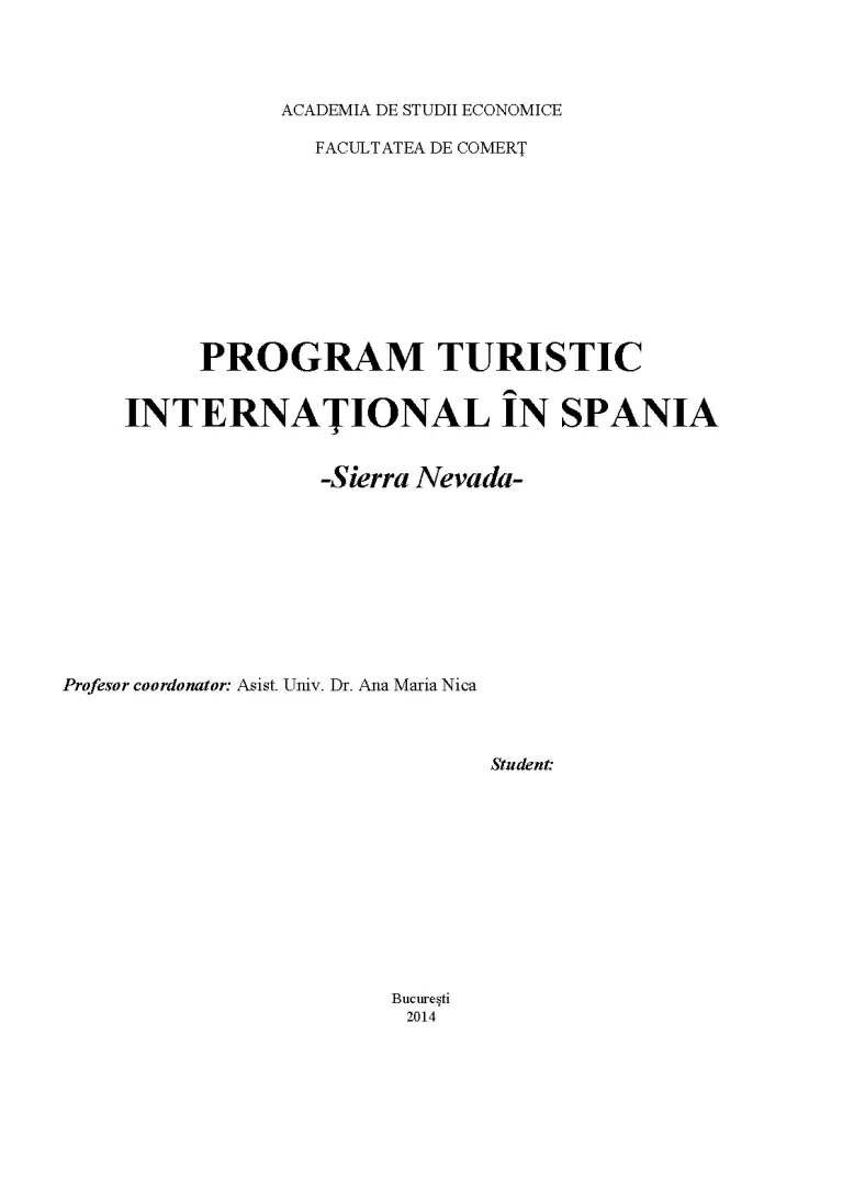 Program turistic internațional în Spania - Proiect - Turism #340263 ...
