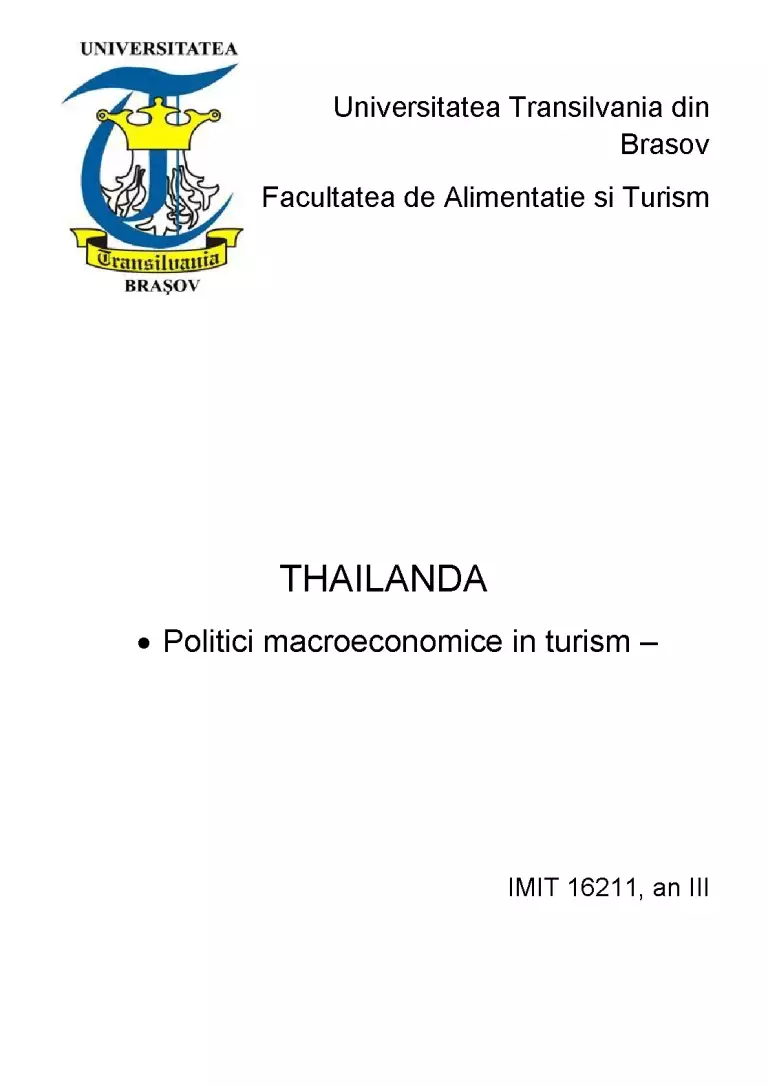 Politici Macroeconomice în Thailanda - Proiect - Economie #340467 ...