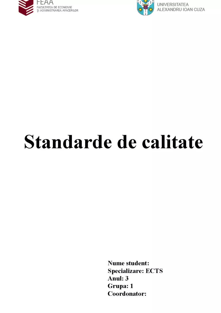 Standarde de Calitate - Referat - Turism #341256 | RegieLive