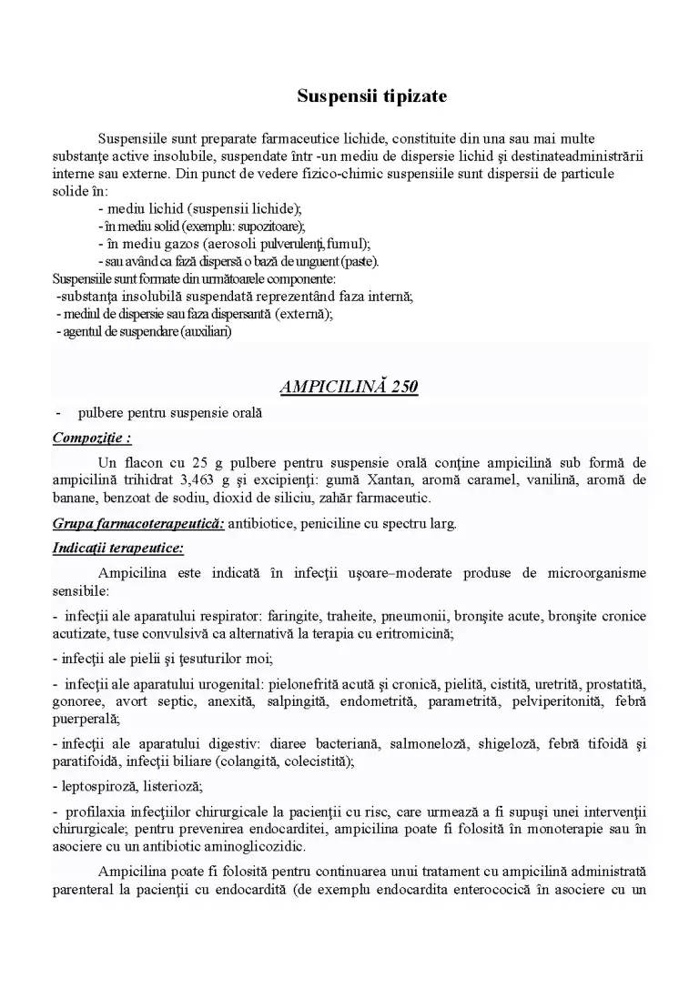 Suspensii Tipizate - Referat - Farmacie #347912 | RegieLive