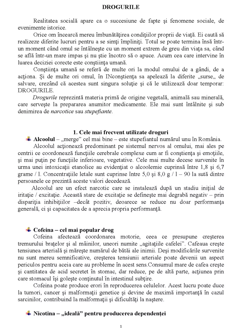 Drogurile - Referat - Medicină #348842 | RegieLive