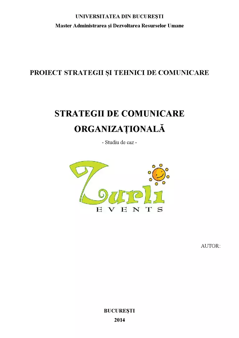 Strategii și Tehnici de Comunicare - Proiect - Comunicare #352177 ...