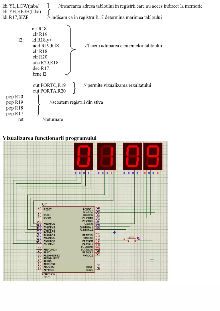 Limbajul assembler pe baza MCU. întreruperi și prelucrarea tablourilor ...