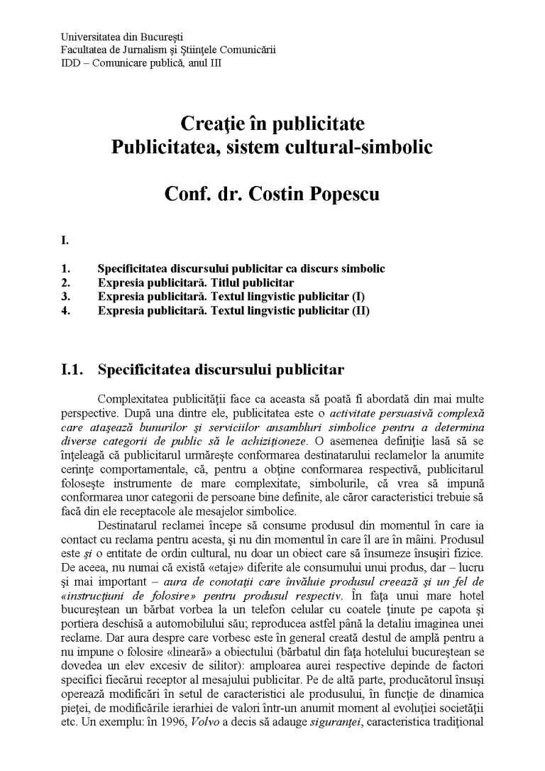 Creație în publicitate - publicitatea, sistem cultural-simbolic ...
