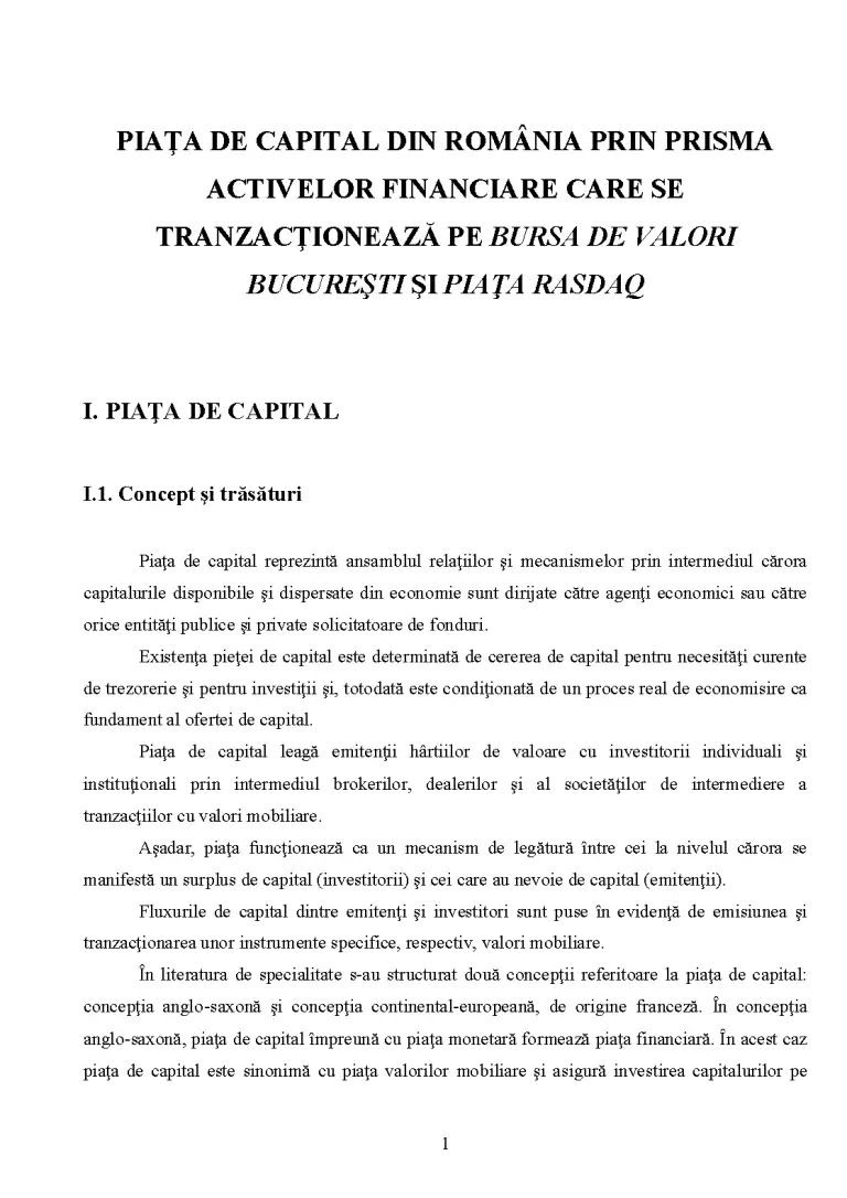 Piața de capital din România prin prisma activelor financiare care se ...