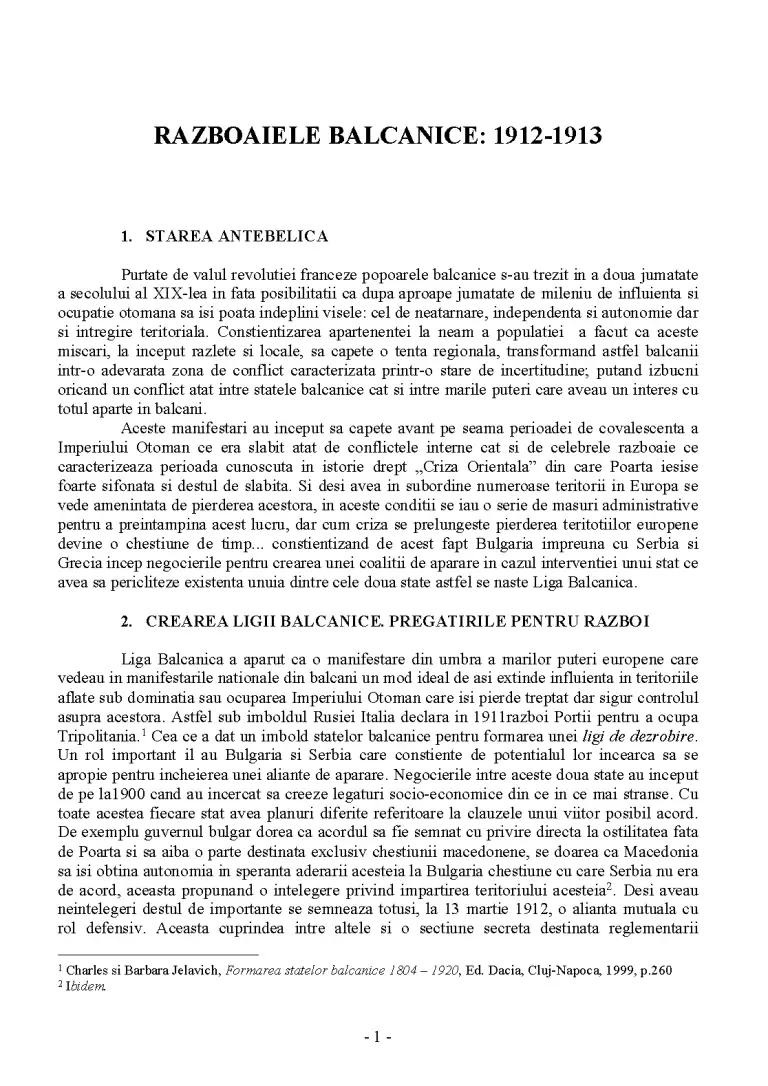 Războaiele balcanice 1912-1913 - Referat - Istorie Universală #37190 ...