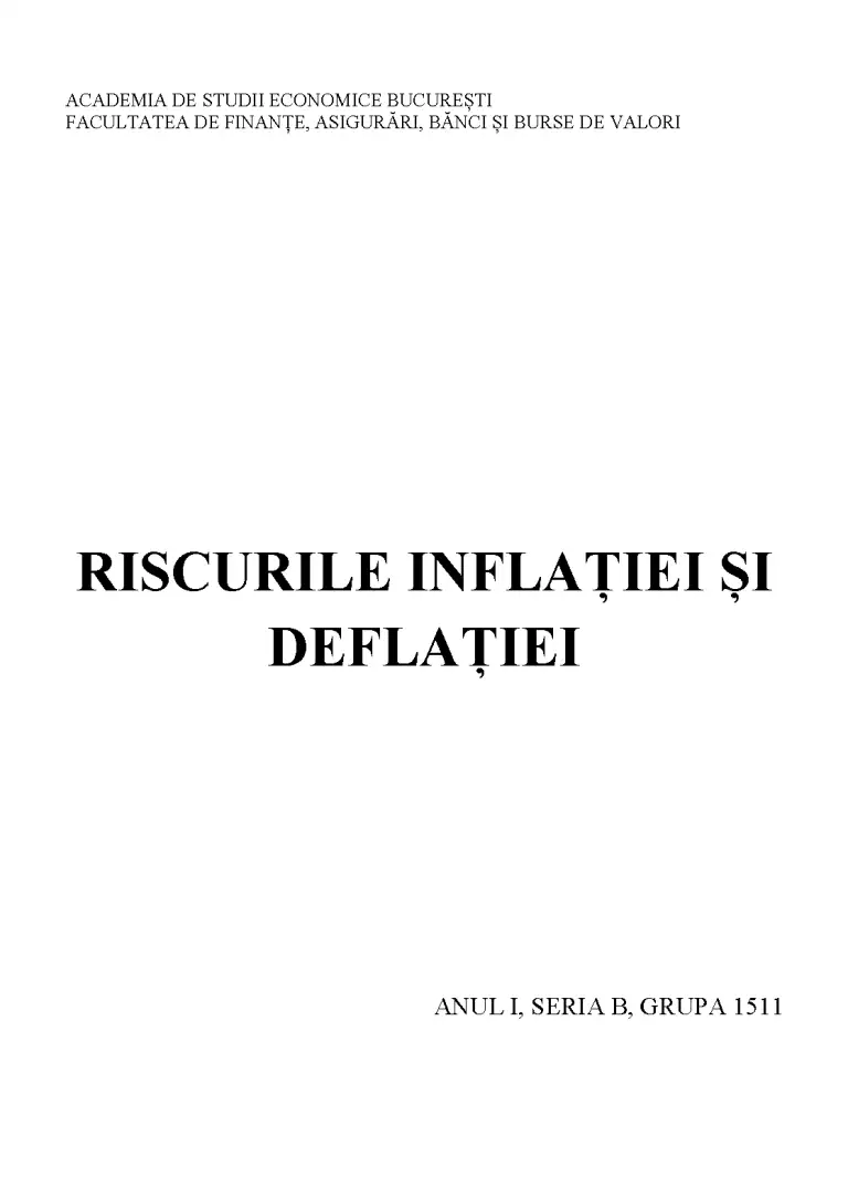 Riscurile inflației și deflației - Proiect - Finanțe #372487 | RegieLive