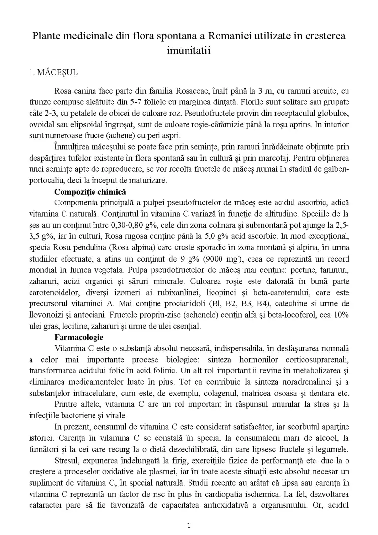 Plante medicinale din flora spontană a României utilizate în creșterea ...