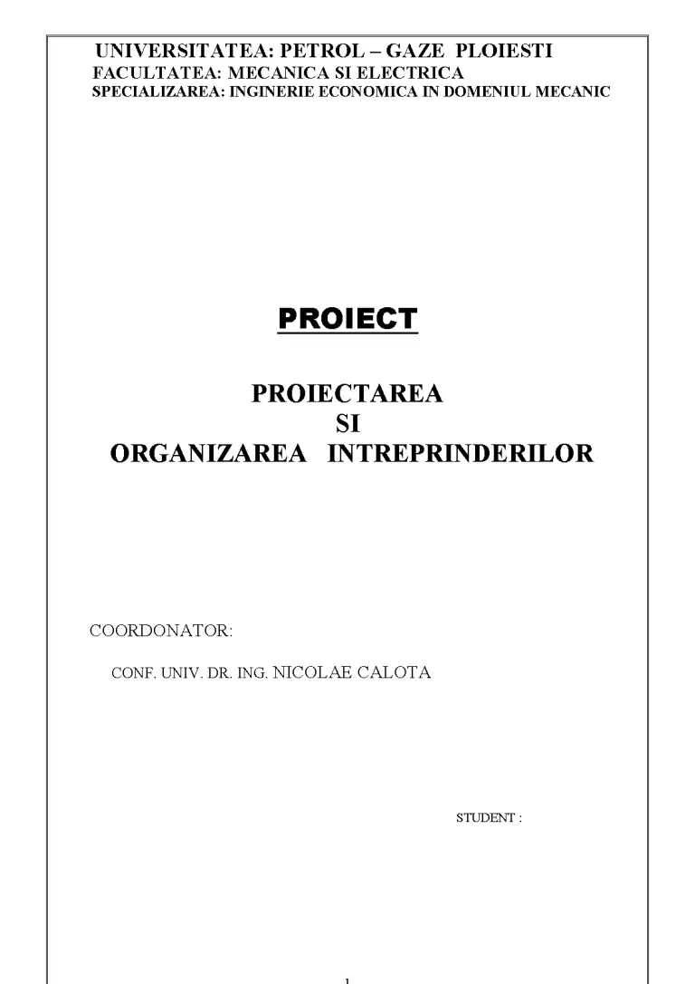 Proiectarea și organizarea întreprinderilor - Referat - Economie #37403 ...