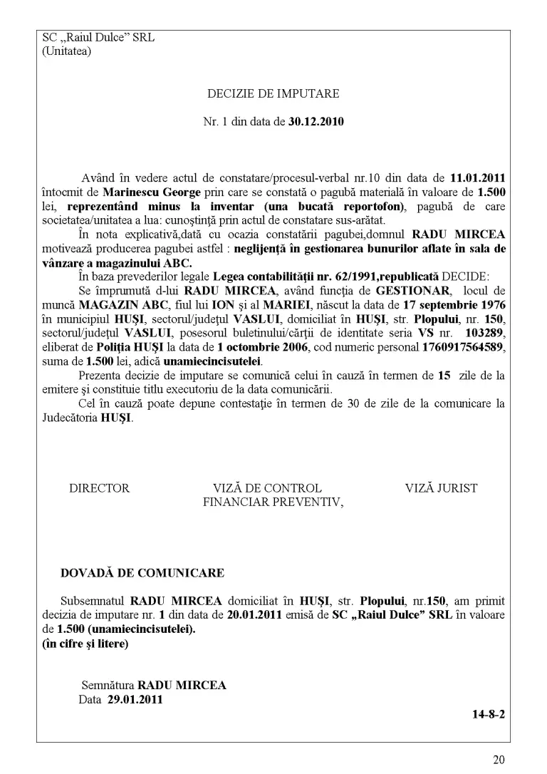 Inventarierea patrimoniului - Proiect - Economie #375650 | RegieLive