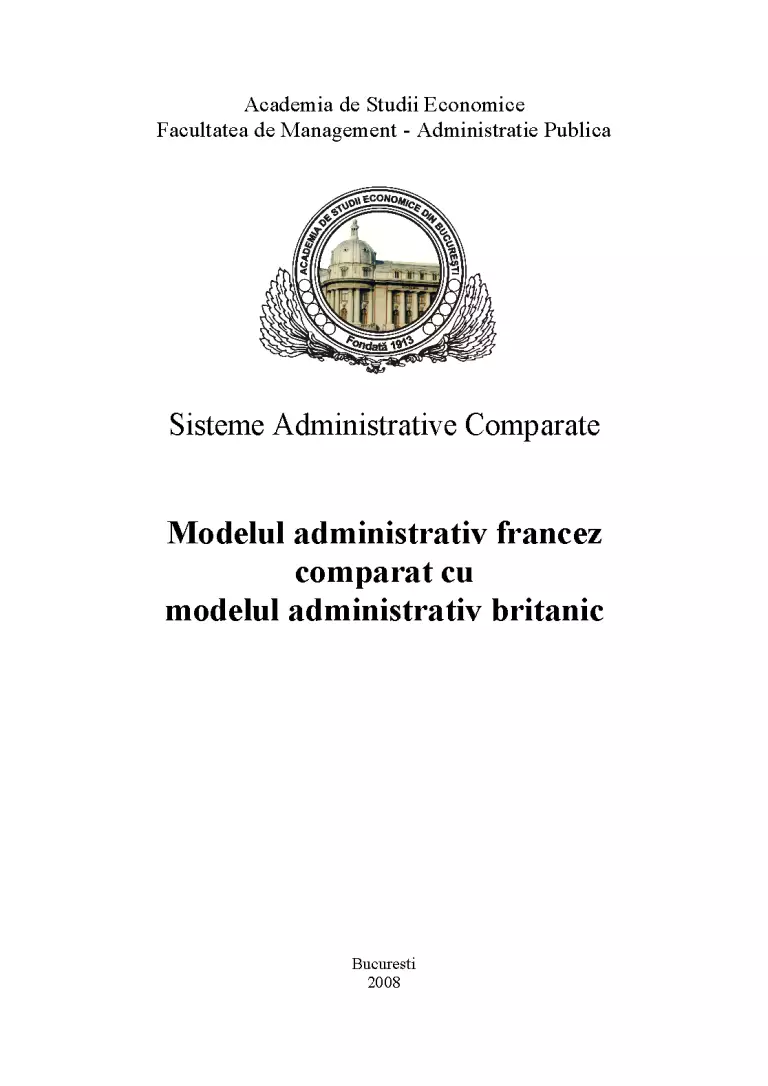 Sisteme administrative comparate Anglia vs Franța - Referat - Știința ...