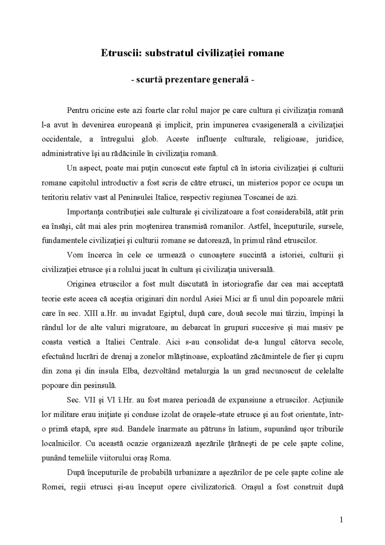 Etruscii - suport al civilizației romane - Referat - Istorie Universală ...