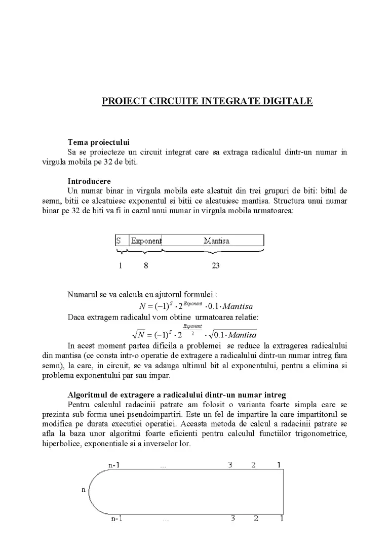 Circuite Digitale Integrate - Extragere Radical - Proiect - Electronică ...